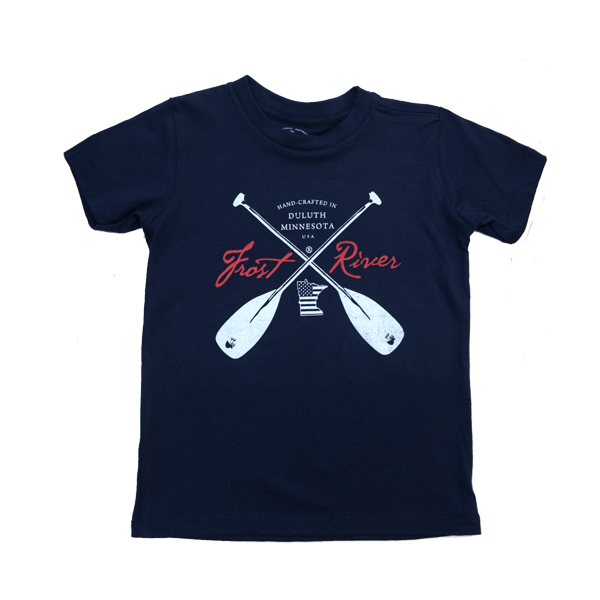 Kid's Frost River Navy Crossed Paddles Tee | Made in USA